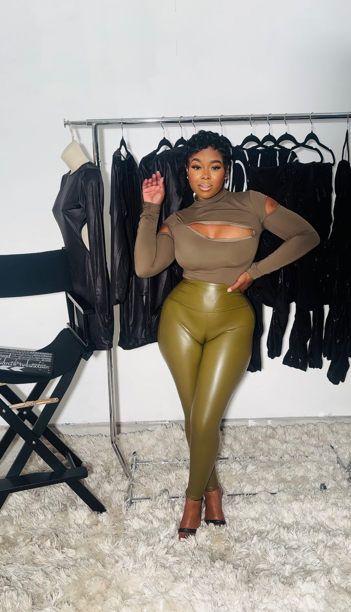 Green leather leggings – ShopNoireLabels