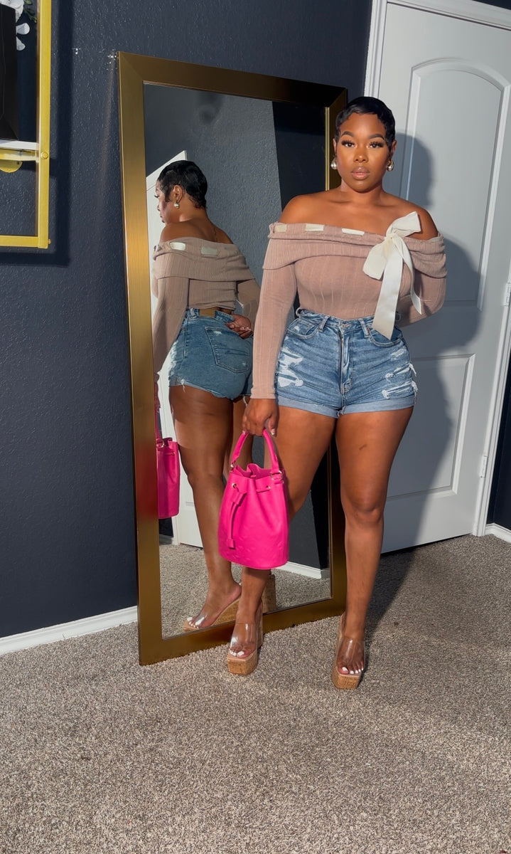 sale! Off the shoulder what’s tea tan top – ShopNoireLabels